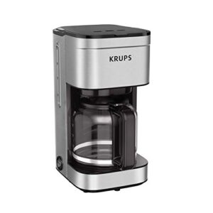 krups simply brew stainless steel drip coffee maker 10 cup 900 watts coffee filter, drip free, dishwasher safe pot silver and black