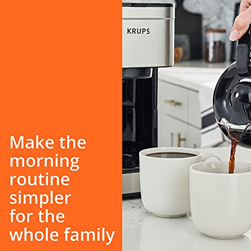 Krups Simply Brew Stainless Steel Drip Coffee Maker 10 Cup 900 Watts Coffee Filter, Drip Free, Dishwasher Safe Pot Silver and Black