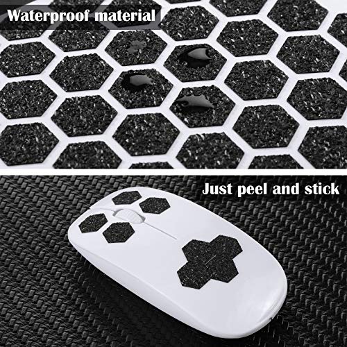 Zonon 4 Sheets Phone Grip Tape Stickers Anti Slip Cell Phone Keyboards Grips Mouse Grip Rubber Grip Tapes Stickers Hexagon Adhesive Grip Decals for Phone Case Game Machines Controllers (Black)