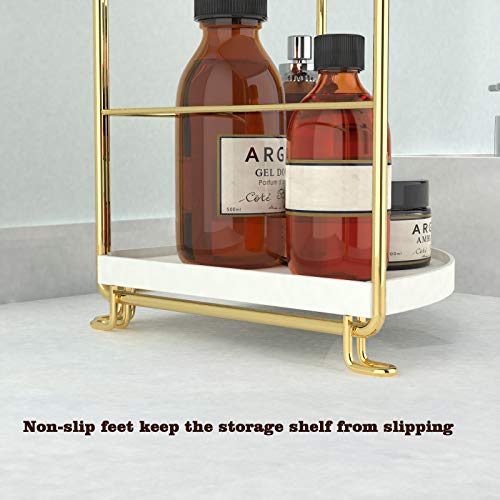 kaileyouxiangongsi 2-Tier Kitchen Spice Rack-Corner Bathroom Shelf- Kitchen Triangle Storage Rack - Standing Rack for Bathroom, Living Room, Bedroom, Kitchen (Golden)