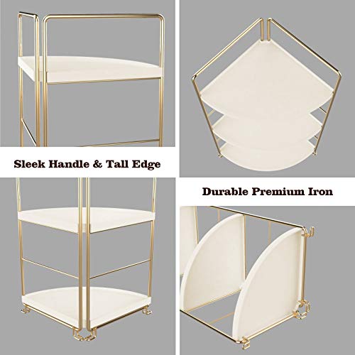 kaileyouxiangongsi 2-Tier Kitchen Spice Rack-Corner Bathroom Shelf- Kitchen Triangle Storage Rack - Standing Rack for Bathroom, Living Room, Bedroom, Kitchen (Golden)