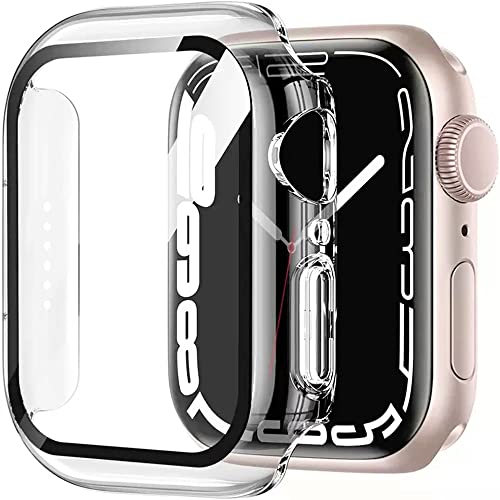 HANKN 2 Pack Clear 40mm Case Compatible with Apple Watch Series 6 5 4 SE 40mm Tempered Glass Screen Protector Case, Full Coverage Hard Pc Shockproof Iwatch Cover Bumper (Clear+Clear, 40mm)