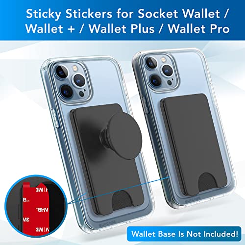 8Pcs Sticky Adhesive Replacement for Socket Wallet+ Back, 3M VHB Strong Sticker Pad for Pops Wallet Card Holder Base, Phone Wallet Plus Removable Double Sided Strip Tape for iPhone 14 Pro Max & Case