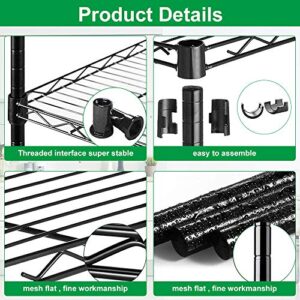 5 Tier Wire Shelving Unit Storage Metal Shelf Standing Shelf Units NSF Heavy Duty Height Adjustable Garage Shelving 14" W x 30" L x 60" H with Wheels Large Commercial Shelving Black