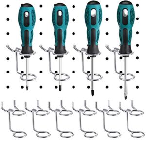 12 pieces screwdriver organizer tool holders multi-tool holder double-ring tool holders pegboard accessories household tools organizer racks storage system hand tools for kitchen, garage, workbench