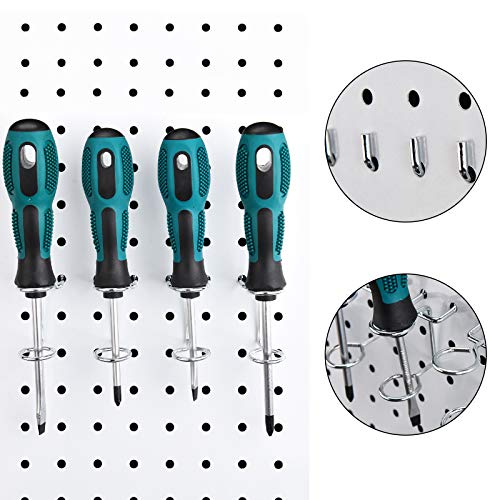 12 Pieces Screwdriver Organizer Tool Holders Multi-Tool Holder Double-Ring Tool Holders Pegboard Accessories Household Tools Organizer Racks Storage System Hand Tools for Kitchen, Garage, Workbench