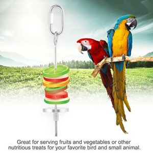 TOPINCN Bird Fruit Holder Stainless Steel Parrot Fruit Vegetable Food Stick Holder Small Animal Bird Toy Vegetable Skewer Treating Tool for Parrots/Chinchillas/Small Pets(L)