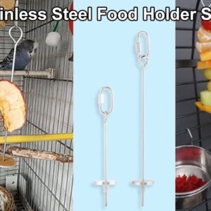 TOPINCN Bird Fruit Holder Stainless Steel Parrot Fruit Vegetable Food Stick Holder Small Animal Bird Toy Vegetable Skewer Treating Tool for Parrots/Chinchillas/Small Pets(L)