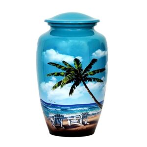 hlc urns – beach blue cremation urn for human ashes - adult funeral urn handcrafted - affordable urn for ashes (adult (200 lbs) – 10.5 x 6 “, cremation urn)