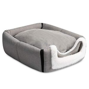 Hollypet Line Cat Bed, Self-Warming 2 in 1 Foldable Cave House Animal Shape Nest Pet Sleeping Bed, Gray