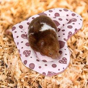 Hamster Mouse Winter Warm Pad - Mini Pet Bed Pads for Small Animals, Hedgehog / Guinea Pig / Dwarf Bunny / Rabbit's Warmer House Cotton Nest, Heart Shape (Pink)