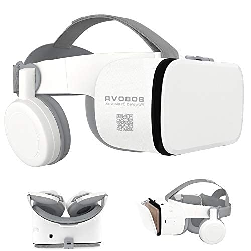 3D Virtual Reality Headset, 3D VR Glasses Viewer with Remote [Bluetooth] for iOS iPhone 13 12 11 Pro Max Mini X R S 8 7 Samsung Galaxy S10 S9 S8 S7 Edge Note/A 10 9 8 + Other 4.7-6.2" Cellphone, White