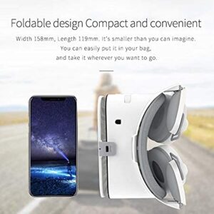 3D Virtual Reality Headset, 3D VR Glasses Viewer with Remote [Bluetooth] for iOS iPhone 13 12 11 Pro Max Mini X R S 8 7 Samsung Galaxy S10 S9 S8 S7 Edge Note/A 10 9 8 + Other 4.7-6.2" Cellphone, White