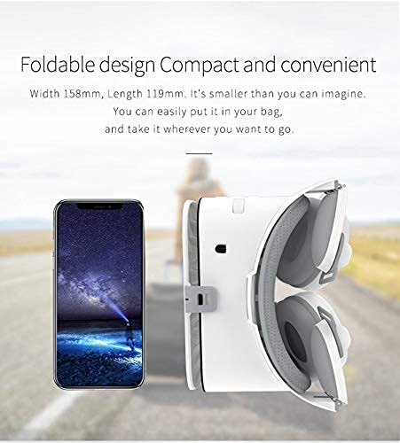 3D Virtual Reality Headset, 3D VR Glasses Viewer with Remote [Bluetooth] for iOS iPhone 13 12 11 Pro Max Mini X R S 8 7 Samsung Galaxy S10 S9 S8 S7 Edge Note/A 10 9 8 + Other 4.7-6.2" Cellphone, White