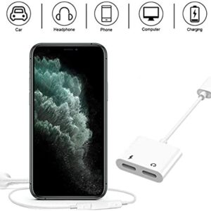 [Apple MFi Certified] 2PACK iPhone Lightning to 2 Lightning Adapter, Dual Lightning AUX + Charger Adapter Dongle Cable Splitter Compatible with iPhone 12/11/SE/X/XR/XS/8/7/6 Support Call + Charging