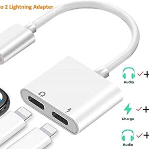 [Apple MFi Certified] 2PACK iPhone Lightning to 2 Lightning Adapter, Dual Lightning AUX + Charger Adapter Dongle Cable Splitter Compatible with iPhone 12/11/SE/X/XR/XS/8/7/6 Support Call + Charging