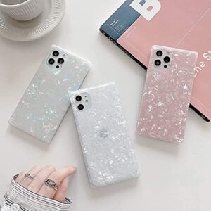 YTanazing Square iPhone 11 Glitter Case for Women,Opal Marble Pattern Cute Luxury Sparkle Design Case Protective Case Cover for iPhone 11-6.1 inch