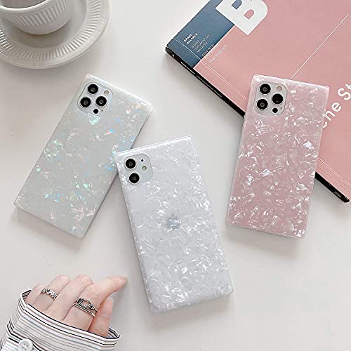 YTanazing Square iPhone 11 Glitter Case for Women,Opal Marble Pattern Cute Luxury Sparkle Design Case Protective Case Cover for iPhone 11-6.1 inch