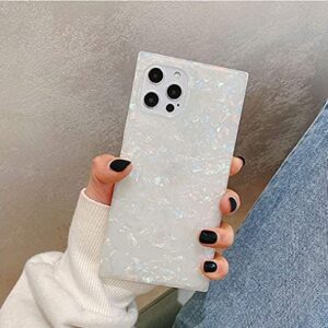 YTanazing Square iPhone 11 Glitter Case for Women,Opal Marble Pattern Cute Luxury Sparkle Design Case Protective Case Cover for iPhone 11-6.1 inch