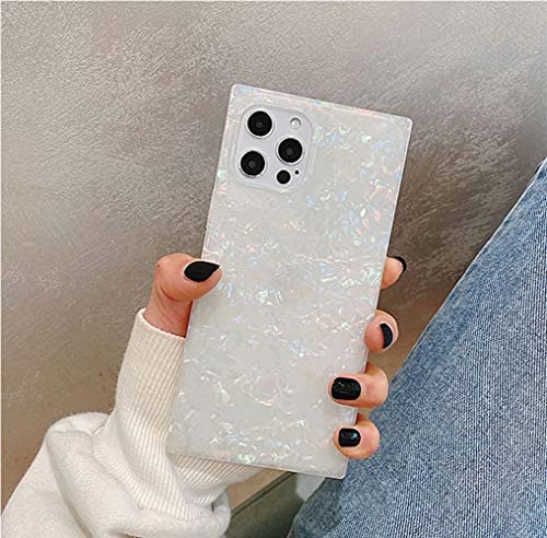 YTanazing Square iPhone 11 Glitter Case for Women,Opal Marble Pattern Cute Luxury Sparkle Design Case Protective Case Cover for iPhone 11-6.1 inch