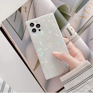 YTanazing Square iPhone 11 Glitter Case for Women,Opal Marble Pattern Cute Luxury Sparkle Design Case Protective Case Cover for iPhone 11-6.1 inch