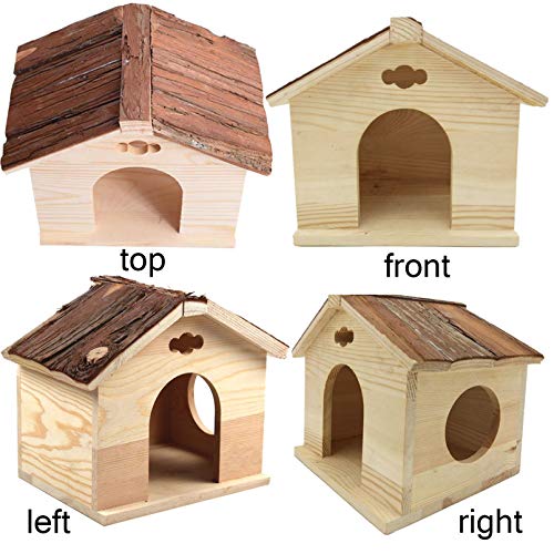 Hamiledyi Guinea Pig Wooden House, Chinchilla Space Natural House with Window Pets Large Hideout Play Hut for Gerbil Ferret Squirrel Rats Mice Hedgehog