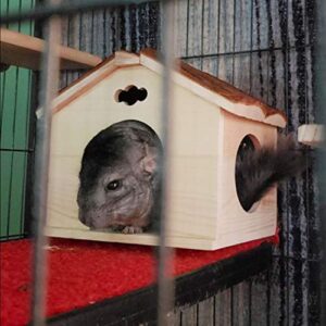 Hamiledyi Guinea Pig Wooden House, Chinchilla Space Natural House with Window Pets Large Hideout Play Hut for Gerbil Ferret Squirrel Rats Mice Hedgehog