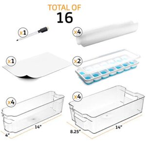 Etienne Alair Fridge Organizer Bins - Set of 16 Clear Bins for Refrigerator, Freezer, Kitchen Cabinets, Pantry, Storage Or Organization - Durable, Stackable Containers with Handles