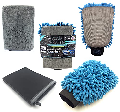 Sudz Budz Premium Medium Grade Clay Mitt, Microfiber Wash and Scrubber Car Wash Mitt, 2pcs | Car Detailing Kit, Car Clay Bar Mitt Easily Removes Embedded Stains, Restores Shine and Silky-Smooth Finish