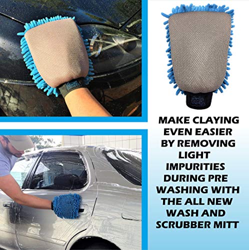 Sudz Budz Premium Medium Grade Clay Mitt, Microfiber Wash and Scrubber Car Wash Mitt, 2pcs | Car Detailing Kit, Car Clay Bar Mitt Easily Removes Embedded Stains, Restores Shine and Silky-Smooth Finish