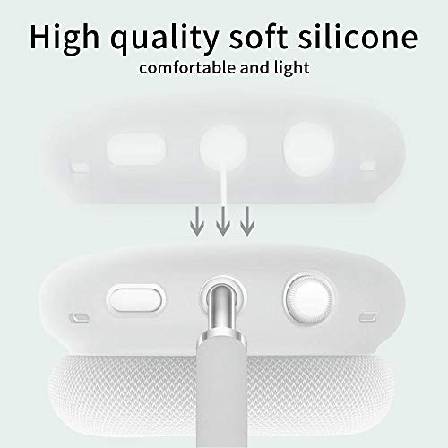 FitTurn Earpads Cover Case Compatible with AirPod Max Wireless Headphone, Silicone Anti-Scratch Protective Case for AirPod Max, Earcup Protectors Enrich Color & Prevent Earphones from Bumping (White)