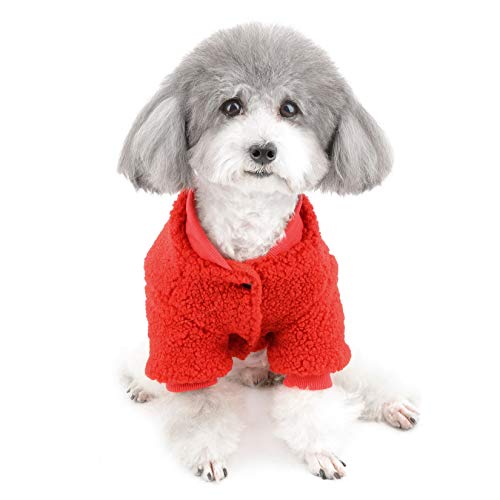 Zunea Small Dog Clothes Christmas Winter Warm Sweater Coat Soft Fleece Puppy Jacket Jumper Xmas Costume Outfits New Year Pet Chihuahua Cat Apparel for Dogs Boys Girls Red S