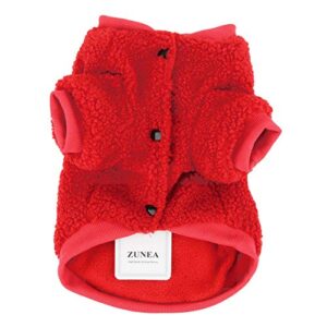 Zunea Small Dog Clothes Christmas Winter Warm Sweater Coat Soft Fleece Puppy Jacket Jumper Xmas Costume Outfits New Year Pet Chihuahua Cat Apparel for Dogs Boys Girls Red S