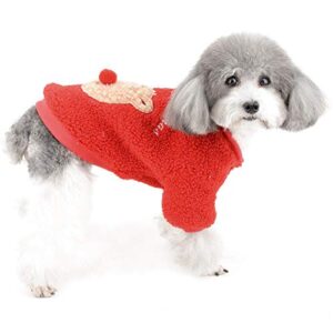 Zunea Small Dog Clothes Christmas Winter Warm Sweater Coat Soft Fleece Puppy Jacket Jumper Xmas Costume Outfits New Year Pet Chihuahua Cat Apparel for Dogs Boys Girls Red S