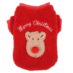 Zunea Small Dog Clothes Christmas Winter Warm Sweater Coat Soft Fleece Puppy Jacket Jumper Xmas Costume Outfits New Year Pet Chihuahua Cat Apparel for Dogs Boys Girls Red S