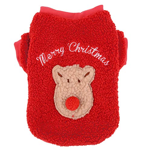 Zunea Small Dog Clothes Christmas Winter Warm Sweater Coat Soft Fleece Puppy Jacket Jumper Xmas Costume Outfits New Year Pet Chihuahua Cat Apparel for Dogs Boys Girls Red S