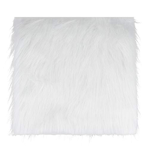 4pcs Faux Fur Shaggy Fluffy Faux Fur Fabric for DIY Craft Costume Seat Cushion Pad 10x10inch (White)