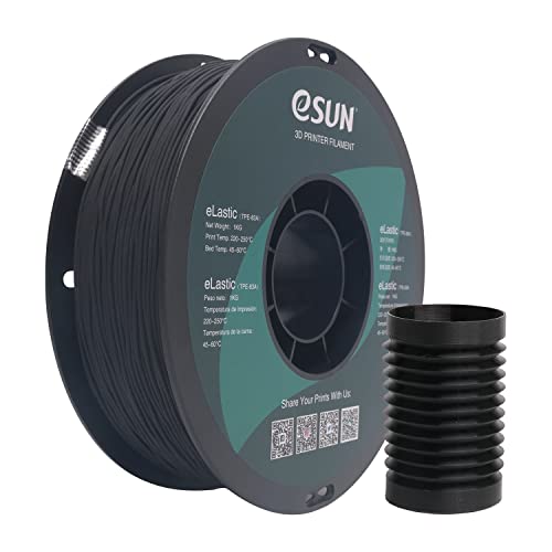 eSUN Flexible TPE Filament 1.75mm, TPE-83A 3D Printer Filament, 1KG Spool 3D Printing Filament for 3D Printers, Black