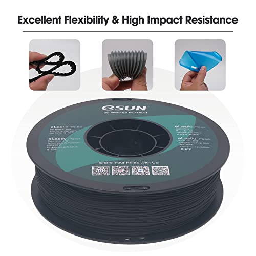 eSUN Flexible TPE Filament 1.75mm, TPE-83A 3D Printer Filament, 1KG Spool 3D Printing Filament for 3D Printers, Black