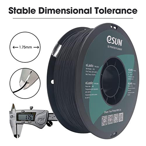 eSUN Flexible TPE Filament 1.75mm, TPE-83A 3D Printer Filament, 1KG Spool 3D Printing Filament for 3D Printers, Black