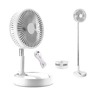 sdyxj portable fan rechargeable, stand & table fan folding telescopic & adjustable height with 4 speeds quiet for office home outdoor camping with 2 pcs charging cable