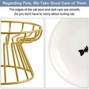 Cat Bowl-Raised Cat Food Bowl,Elevated Cat Feeder Bowl Stand, Food & Water Anti Vomiting Shallow Ceramic Cat Dish, with Non-Slip Mat Pet Bowl for All Cat1