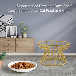 Cat Bowl-Raised Cat Food Bowl,Elevated Cat Feeder Bowl Stand, Food & Water Anti Vomiting Shallow Ceramic Cat Dish, with Non-Slip Mat Pet Bowl for All Cat1