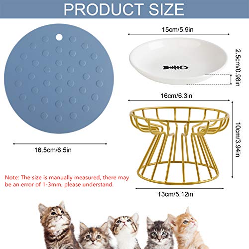 Cat Bowl-Raised Cat Food Bowl,Elevated Cat Feeder Bowl Stand, Food & Water Anti Vomiting Shallow Ceramic Cat Dish, with Non-Slip Mat Pet Bowl for All Cat1