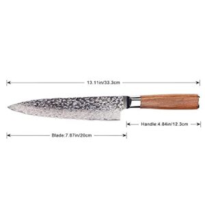 YOUNG&TAYLOR 8 Inch Professional Chef Knife,67 Layers Japanese VG-10 DAMASCUS STEEL with Hammered Finished (Premium Rosewood Handle)