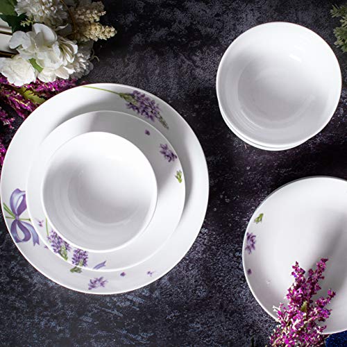 Xiteliy Ceramic Dinner Plate Sets, Plates, Bowls, 12 Pieces,Lavender Dinnerware Set Service For 4 (Purple, TL-XYC-D)