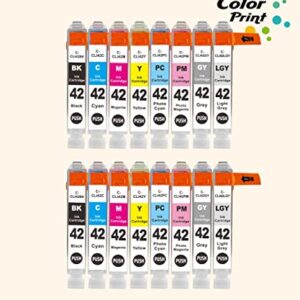 16-Pack ColorPrint Compatible CLI42 Ink Cartridge Replacement for Canon CLI-42 CLI 42 for PIXMA Pro-100 Pro-100S Pro100 Pro100s Pro 100S Laser Printer (2BK/2C/2M/2Y/2PC/2PM/2Gray/2Light Gray)