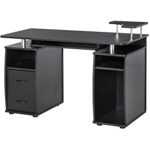 homcom home office/dorm computer desk w/elevated shelf - brown