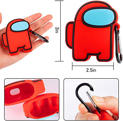 Cartoon Airpod Case, Cute Airpods 2 & 1 Case Cover with Long Lanyard Keychain, Soft Silicone Protective Accessories Cases Kawaii Funny Cool for Women Girls Men Boy (A Red)