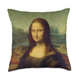 famous painting mona lisa mona lisa by leonardo da vinci throw pillow, 18x18, multicolor